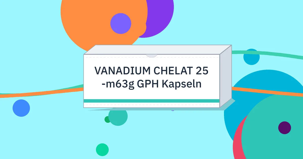 Symbolbild: Packung mit der Aufschrift VANADIUM CHELAT 25 -m63g GPH Kapseln (PZN 10556141) – Verfügbarkeit und Bezug in Apotheken in Frankfurt am Main