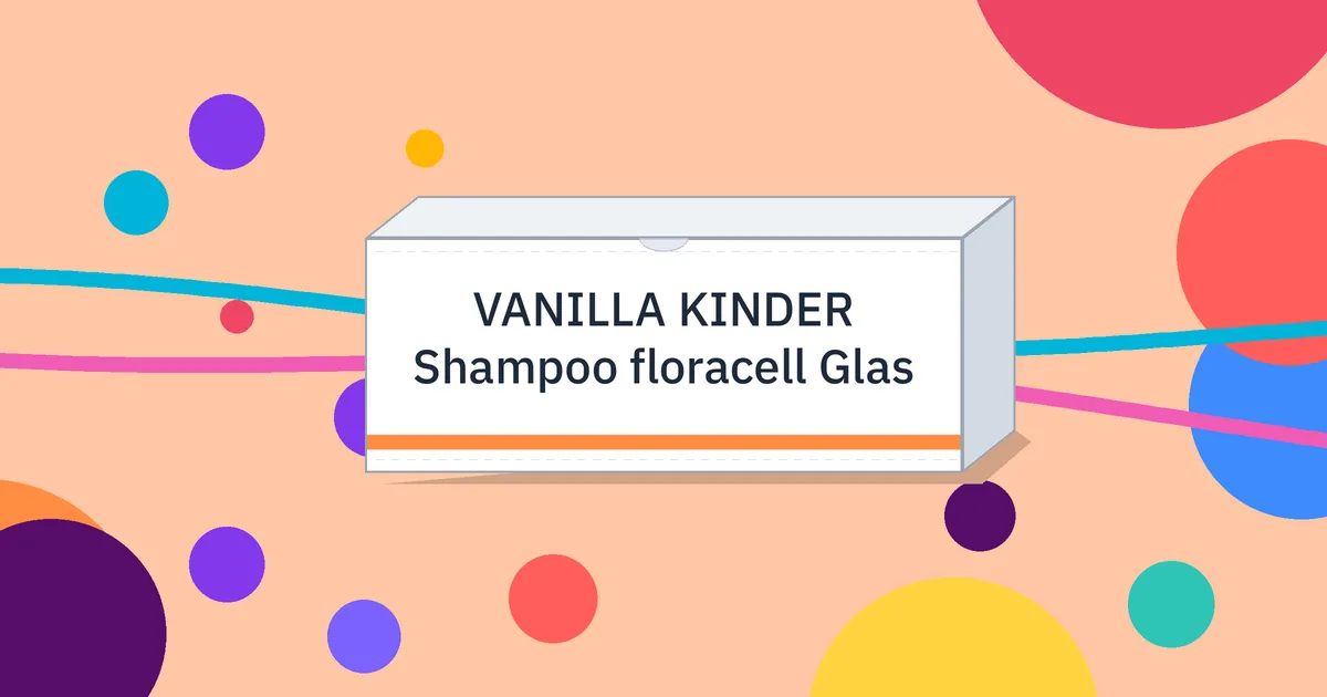 Symbolbild: Packung mit der Aufschrift VANILLA KINDER Shampoo floracell Glas (PZN 12443607) – Verfügbarkeit und Bezug in Apotheken in Frankfurt am Main