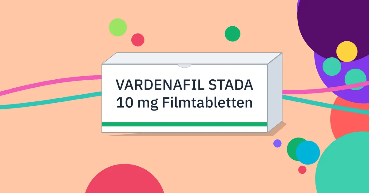 Symbolbild: Packung mit der Aufschrift VARDENAFIL STADA 10 mg Filmtabletten (PZN 14053678) – Verfügbarkeit und Bezug in Apotheken in Frankfurt am Main