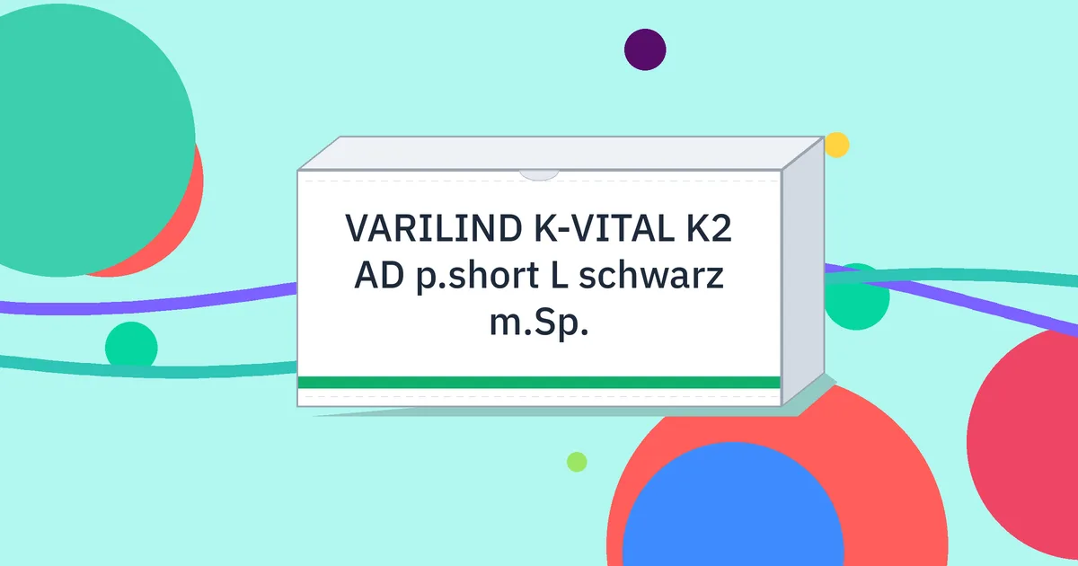 Symbolbild: Packung mit der Aufschrift VARILIND K-VITAL K2 AD p.short L schwarz m.Sp. (PZN 20568240) – Verfügbarkeit und Bezug in Apotheken in Frankfurt am Main
