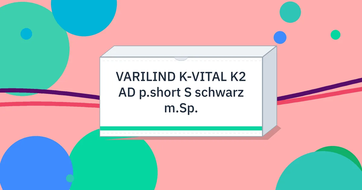 Symbolbild: Packung mit der Aufschrift VARILIND K-VITAL K2 AD p.short S schwarz m.Sp. (PZN 20568228) – Verfügbarkeit und Bezug in Apotheken in Frankfurt am Main