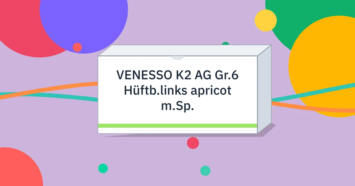 Symbolbild: Packung mit der Aufschrift VENESSO K2 AG Gr.6 Hüftb.links apricot m.Sp. (PZN 03267962) – Verfügbarkeit und Bezug in Apotheken in Frankfurt am Main