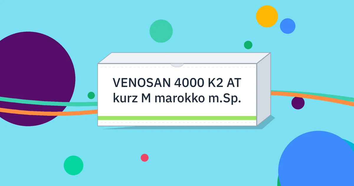 Symbolbild: Packung mit der Aufschrift VENOSAN 4000 K2 AT kurz M marokko m.Sp. (PZN 14425938) – Verfügbarkeit und Bezug in Apotheken in Frankfurt am Main