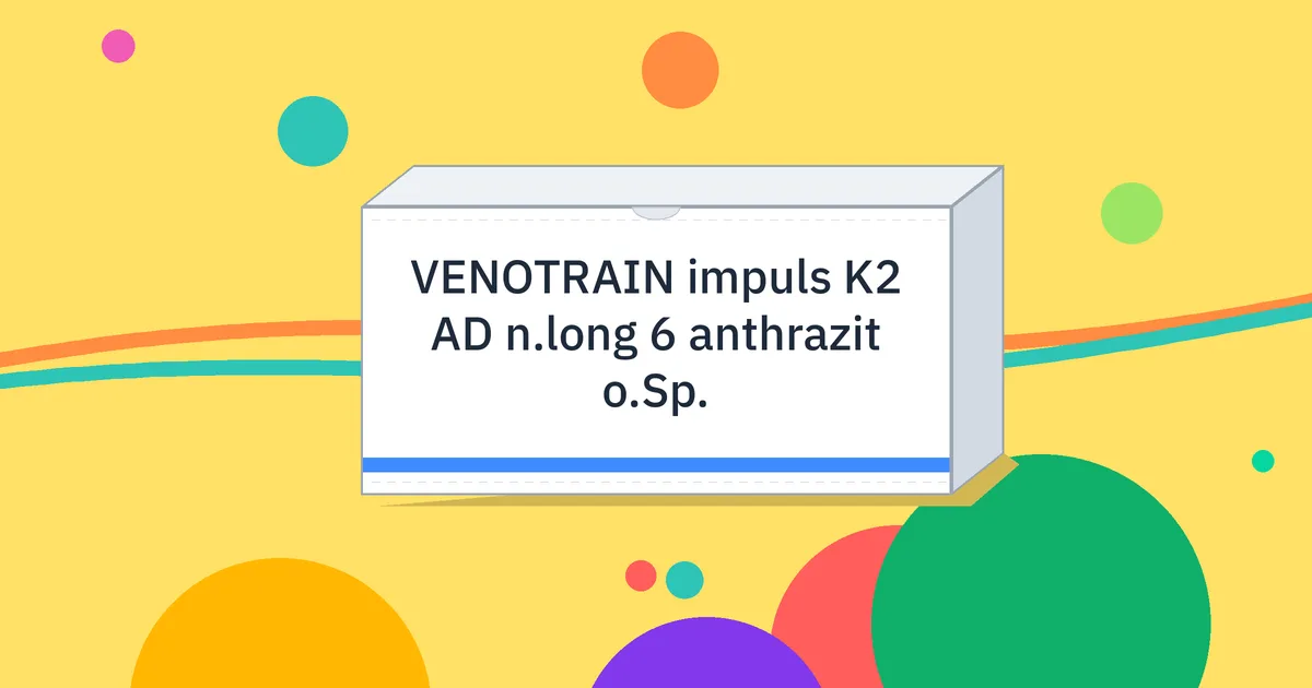 Symbolbild: Packung mit der Aufschrift VENOTRAIN impuls K2 AD n.long 6 anthrazit o.Sp. (PZN 15222048) – Verfügbarkeit und Bezug in Apotheken in Frankfurt am Main