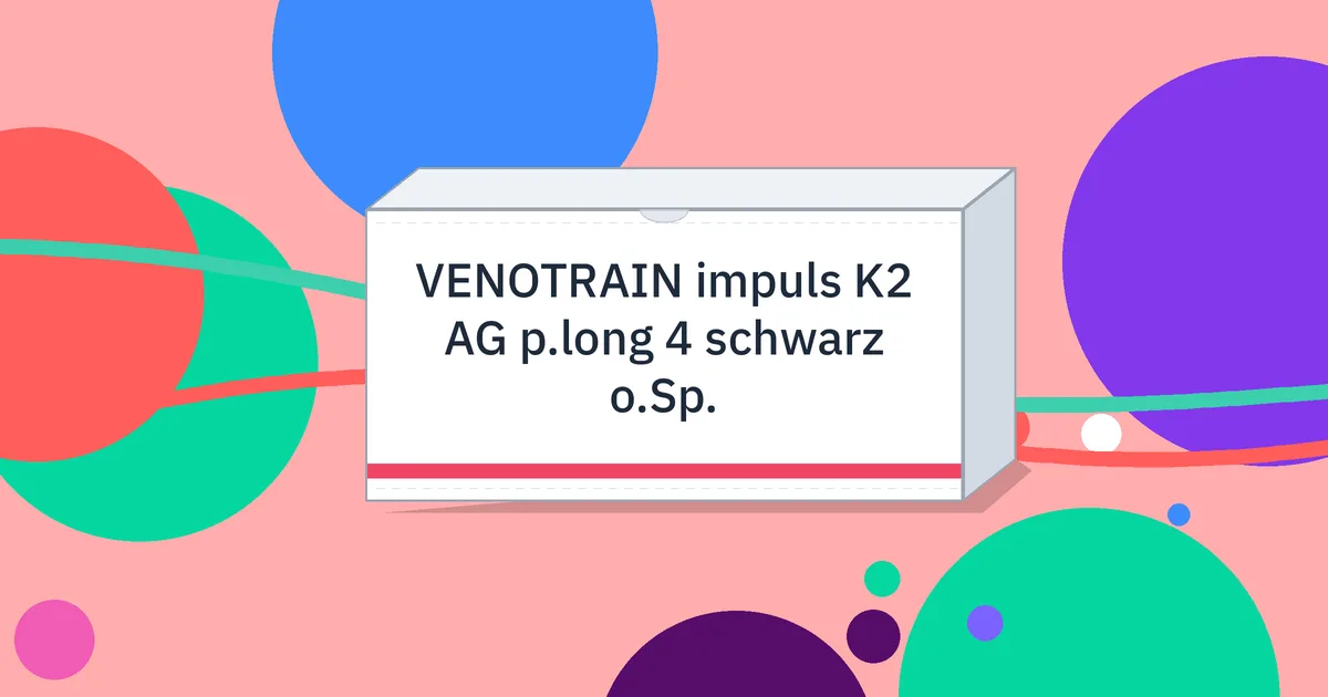 Symbolbild: Packung mit der Aufschrift VENOTRAIN impuls K2 AG p.long 4 schwarz o.Sp. (PZN 00496403) – Verfügbarkeit und Bezug in Apotheken in Frankfurt am Main