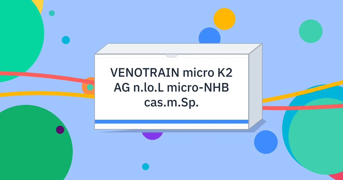 Symbolbild: Packung mit der Aufschrift VENOTRAIN micro K2 AG n.lo.L micro-NHB cas.m.Sp. (PZN 20758489) – Verfügbarkeit und Bezug in Apotheken in Frankfurt am Main