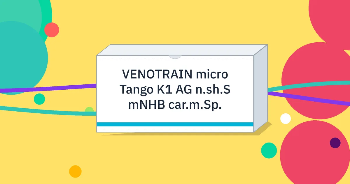 Symbolbild: Packung mit der Aufschrift VENOTRAIN micro Tango K1 AG n.sh.S mNHB car.m.Sp. (PZN 17758209) – Verfügbarkeit und Bezug in Apotheken in Frankfurt am Main