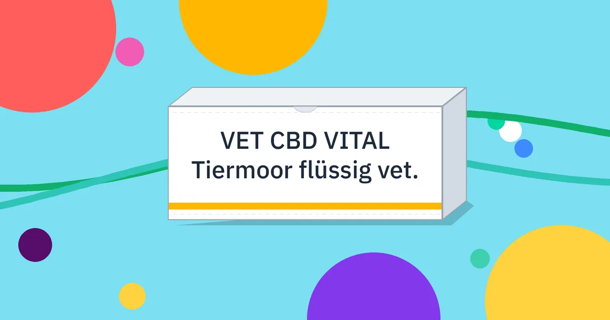 Symbolbild: Packung mit der Aufschrift VET CBD VITAL Tiermoor flüssig vet. (PZN 16801618) – Verfügbarkeit und Bezug in Apotheken in Frankfurt am Main