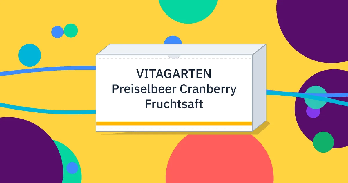 Symbolbild: Packung mit der Aufschrift VITAGARTEN Preiselbeer Cranberry Fruchtsaft (PZN 06924395) – Verfügbarkeit und Bezug in Apotheken in Frankfurt am Main