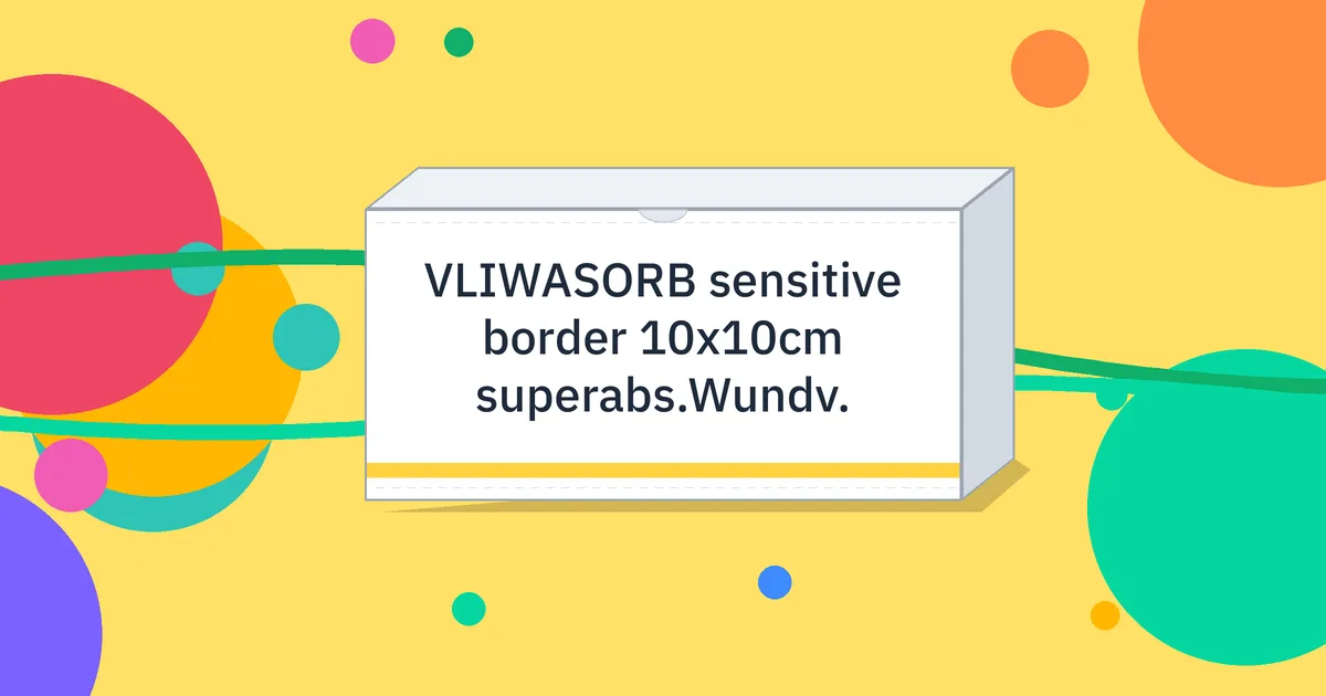 Symbolbild: Packung mit der Aufschrift VLIWASORB sensitive border 10x10cm superabs.Wundv. (PZN 19223820) – Verfügbarkeit und Bezug in Apotheken in Frankfurt am Main