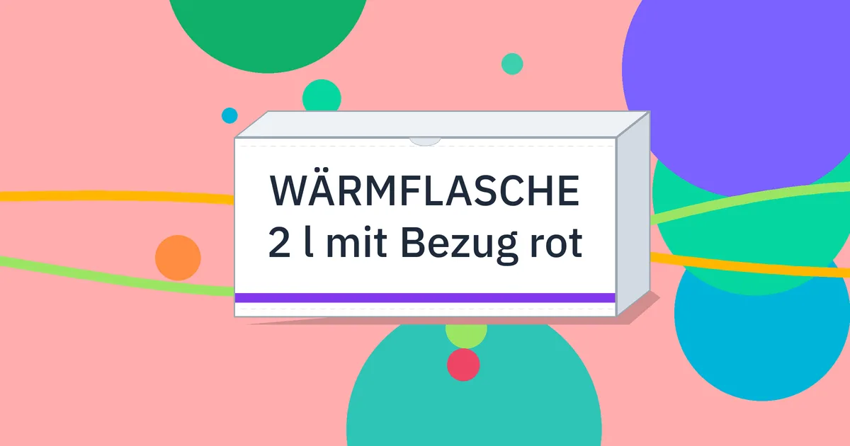 Symbolbild: Packung mit der Aufschrift WÄRMFLASCHE 2 l mit Bezug rot (PZN 09926704) – Verfügbarkeit und Bezug in Apotheken in Frankfurt am Main