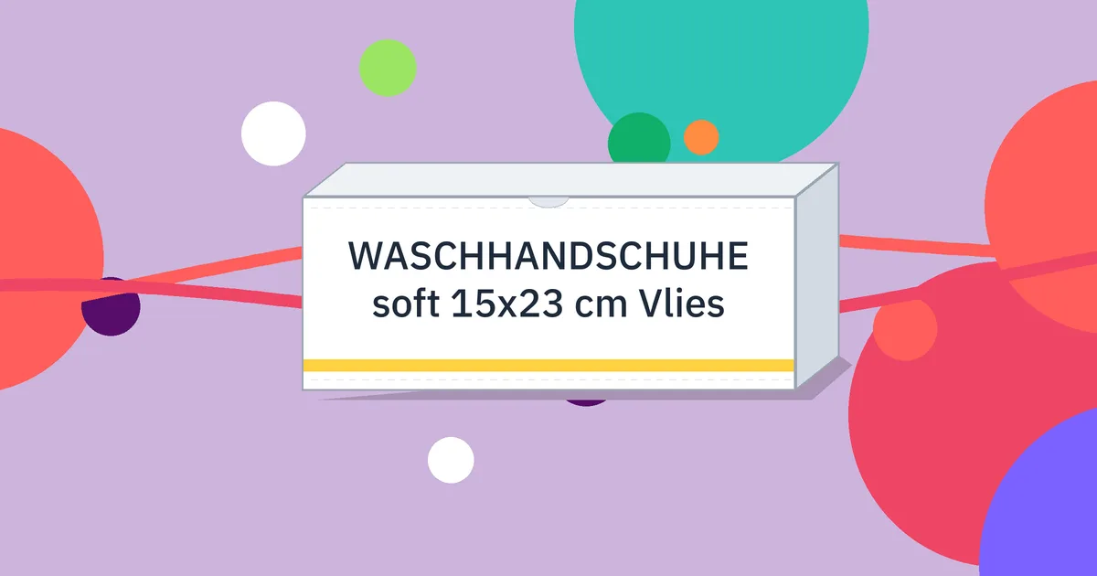 Symbolbild: Packung mit der Aufschrift WASCHHANDSCHUHE soft 15x23 cm Vlies (PZN 07385434) – Verfügbarkeit und Bezug in Apotheken in Frankfurt am Main