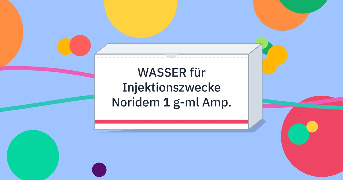 Symbolbild: Packung mit der Aufschrift WASSER für Injektionszwecke Noridem 1 g-ml Amp. (PZN 16936608) – Verfügbarkeit und Bezug in Apotheken in Frankfurt am Main