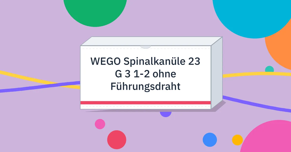 Symbolbild: Packung mit der Aufschrift WEGO Spinalkanüle 23 G 3 1-2 ohne Führungsdraht (PZN 18859987) – Verfügbarkeit und Bezug in Apotheken in Frankfurt am Main