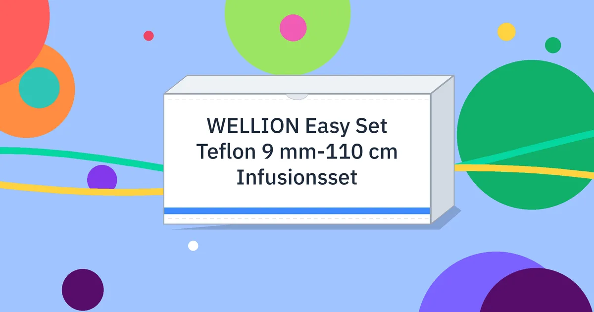 Symbolbild: Packung mit der Aufschrift WELLION Easy Set Teflon 9 mm-110 cm Infusionsset (PZN 16330024) – Verfügbarkeit und Bezug in Apotheken in Frankfurt am Main