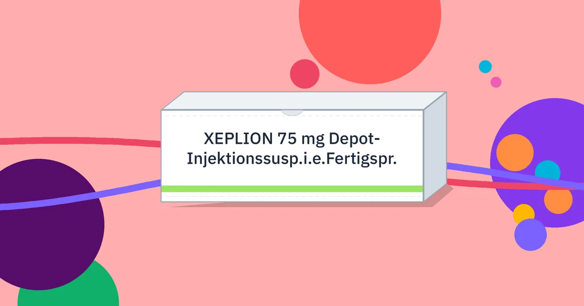 Symbolbild: Packung mit der Aufschrift XEPLION 75 mg Depot-Injektionssusp.i.e.Fertigspr. (PZN 07568577) – Verfügbarkeit und Bezug in Apotheken in Frankfurt am Main