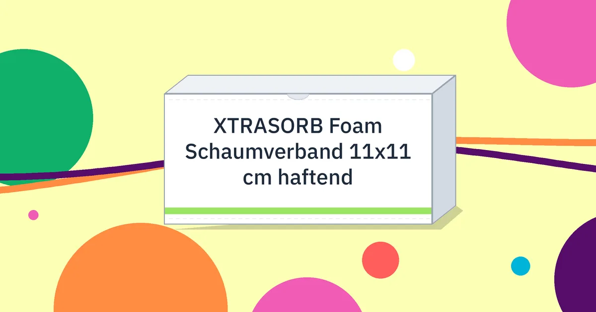 Symbolbild: Packung mit der Aufschrift XTRASORB Foam Schaumverband 11x11 cm haftend (PZN 07645680) – Verfügbarkeit und Bezug in Apotheken in Frankfurt am Main