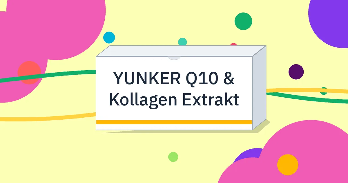Symbolbild: Packung mit der Aufschrift YUNKER Q10 & Kollagen Extrakt (PZN 13881545) – Verfügbarkeit und Bezug in Apotheken in Frankfurt am Main