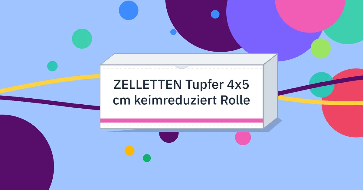 Symbolbild: Packung mit der Aufschrift ZELLETTEN Tupfer 4x5 cm keimreduziert Rolle (PZN 16259220) – Verfügbarkeit und Bezug in Apotheken in Frankfurt am Main