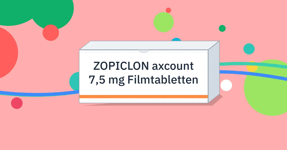 Symbolbild: Packung mit der Aufschrift ZOPICLON axcount 7,5 mg Filmtabletten (PZN 10342894) – Verfügbarkeit und Bezug in Apotheken in Frankfurt am Main