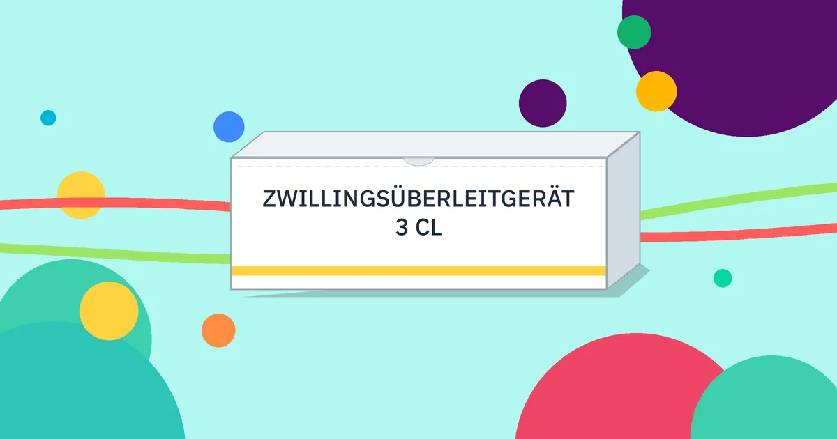 Symbolbild: Packung mit der Aufschrift ZWILLINGSÜBERLEITGERÄT 3 CL (PZN 00891482) – Verfügbarkeit und Bezug in Apotheken in Frankfurt am Main
