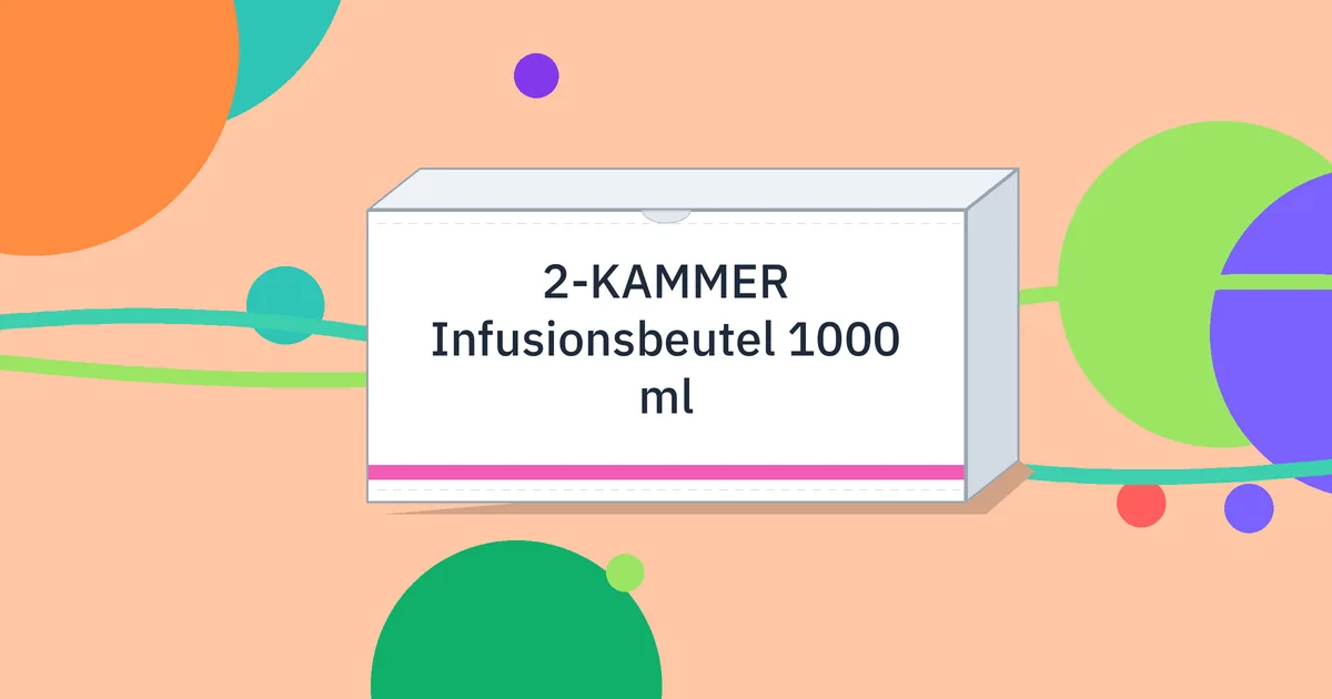 Symbolbild: Packung mit der Aufschrift 2-KAMMER Infusionsbeutel 1000 ml (PZN 04964924) – Verfügbarkeit und Bezug in Apotheken in Frankfurt am Main