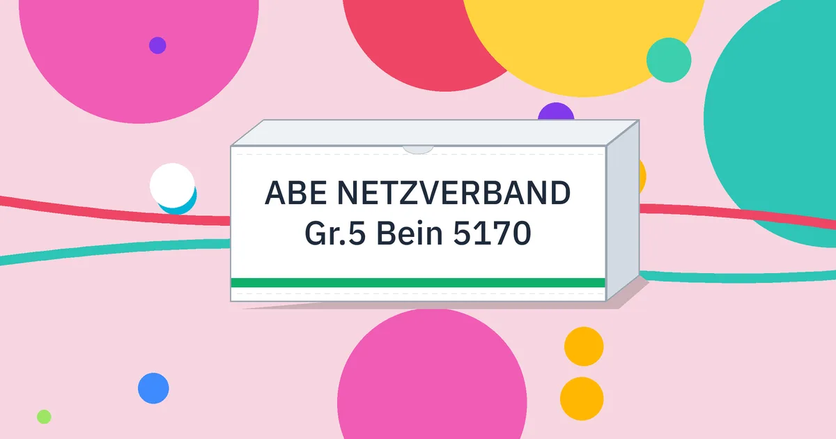 Symbolbild: Packung mit der Aufschrift ABE NETZVERBAND Gr.5 Bein 5170 (PZN 03065827) – Verfügbarkeit und Bezug in Apotheken in Frankfurt am Main