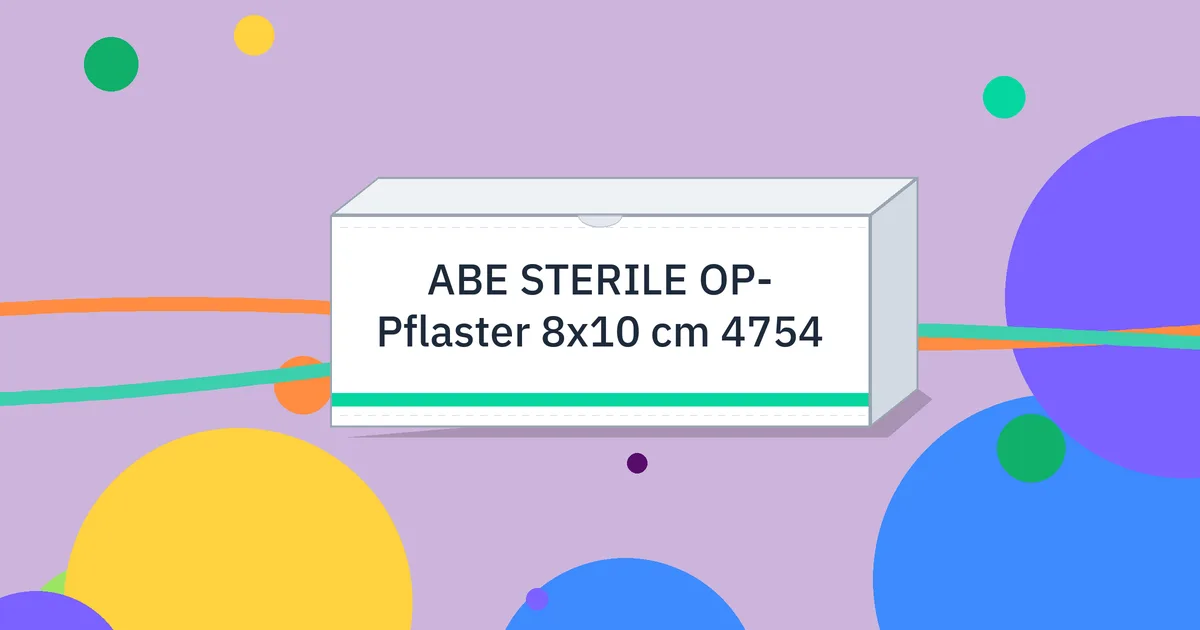 Symbolbild: Packung mit der Aufschrift ABE STERILE OP-Pflaster 8x10 cm 4754 (PZN 01446011) – Verfügbarkeit und Bezug in Apotheken in Frankfurt am Main