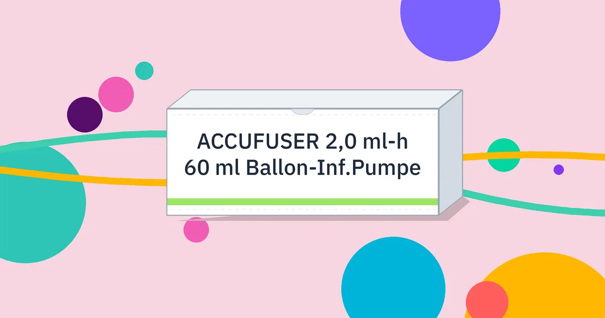 Symbolbild: Packung mit der Aufschrift ACCUFUSER 2,0 ml-h 60 ml Ballon-Inf.Pumpe (PZN 12773351) – Verfügbarkeit und Bezug in Apotheken in Frankfurt am Main