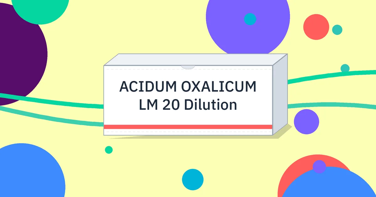 Symbolbild: Packung mit der Aufschrift ACIDUM OXALICUM LM 20 Dilution (PZN 13281213) – Verfügbarkeit und Bezug in Apotheken in Frankfurt am Main