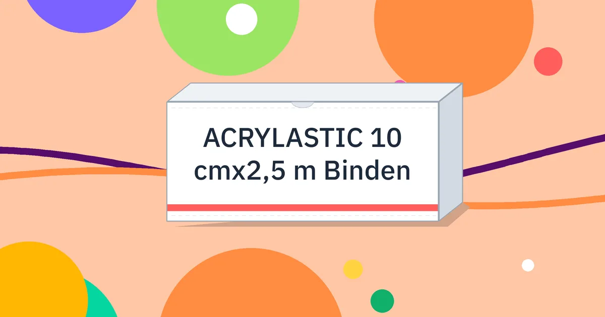 Symbolbild: Packung mit der Aufschrift ACRYLASTIC 10 cmx2,5 m Binden (PZN 02035072) – Verfügbarkeit und Bezug in Apotheken in Frankfurt am Main