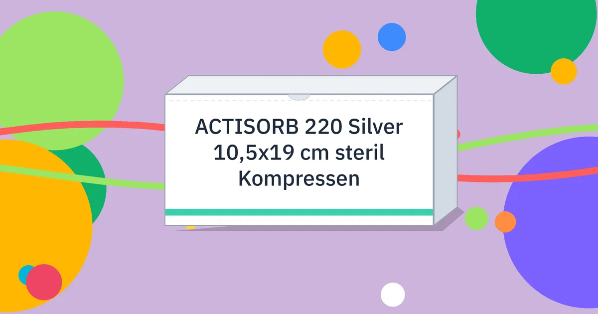 Symbolbild: Packung mit der Aufschrift ACTISORB 220 Silver 10,5x19 cm steril Kompressen (PZN 12425377) – Verfügbarkeit und Bezug in Apotheken in Frankfurt am Main