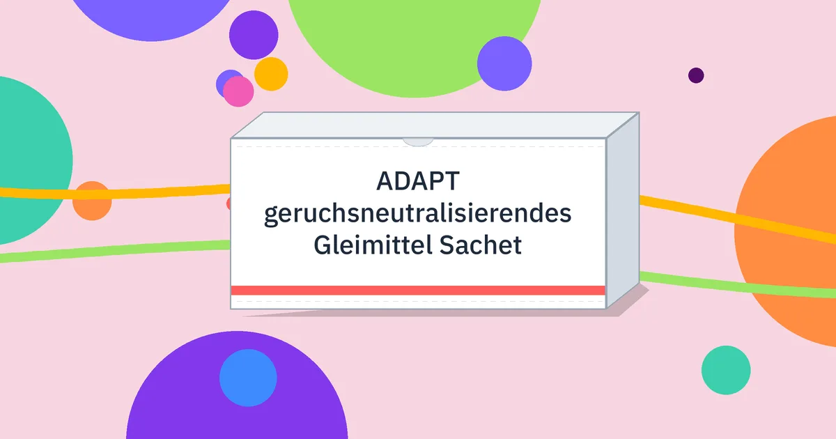 Symbolbild: Packung mit der Aufschrift ADAPT geruchsneutralisierendes Gleimittel Sachet (PZN 04195578) – Verfügbarkeit und Bezug in Apotheken in Frankfurt am Main