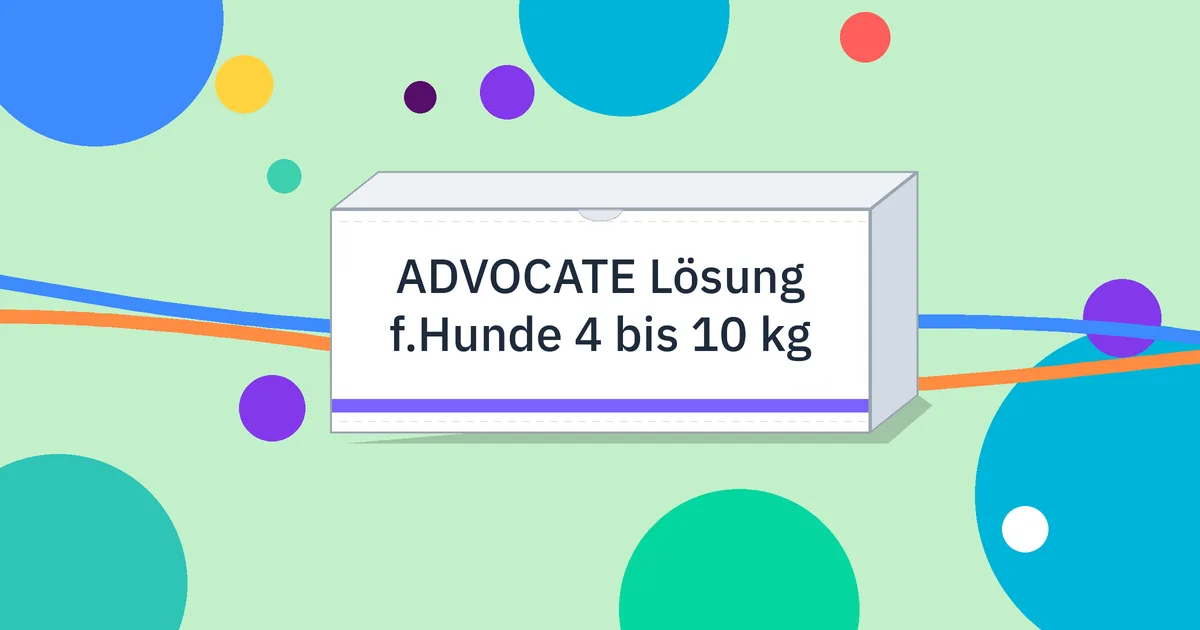 Symbolbild: Packung mit der Aufschrift ADVOCATE Lösung f.Hunde 4 bis 10 kg (PZN 00788873) – Verfügbarkeit und Bezug in Apotheken in Frankfurt am Main
