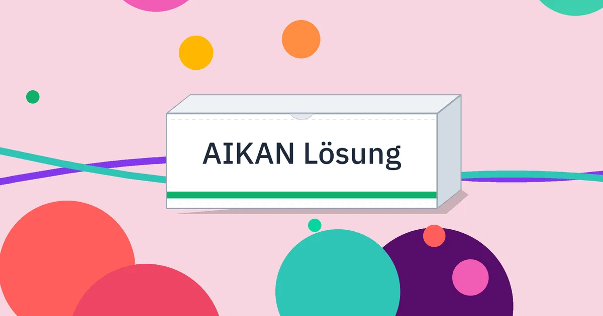 Symbolbild: Packung mit der Aufschrift AIKAN Lösung (PZN 04955256) – Verfügbarkeit und Bezug in Apotheken in Frankfurt am Main