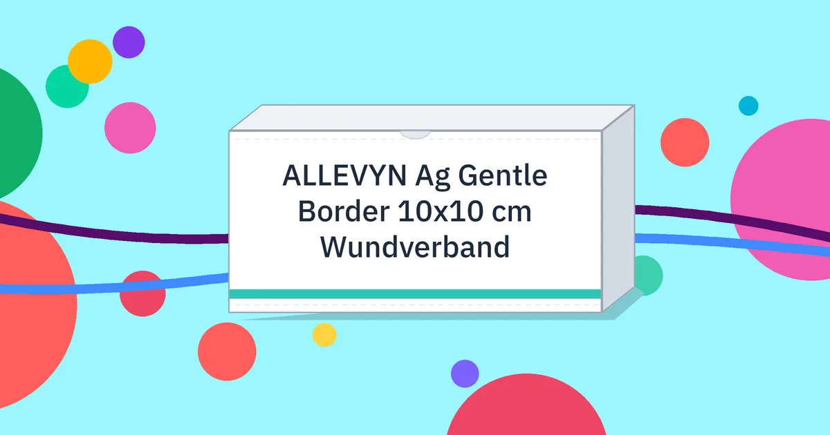Symbolbild: Packung mit der Aufschrift ALLEVYN Ag Gentle Border 10x10 cm Wundverband (PZN 19379002) – Verfügbarkeit und Bezug in Apotheken in Frankfurt am Main