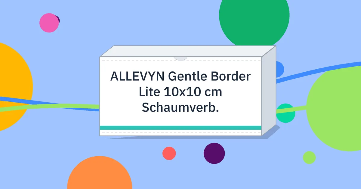 Symbolbild: Packung mit der Aufschrift ALLEVYN Gentle Border Lite 10x10 cm Schaumverb. (PZN 09431227) – Verfügbarkeit und Bezug in Apotheken in Frankfurt am Main
