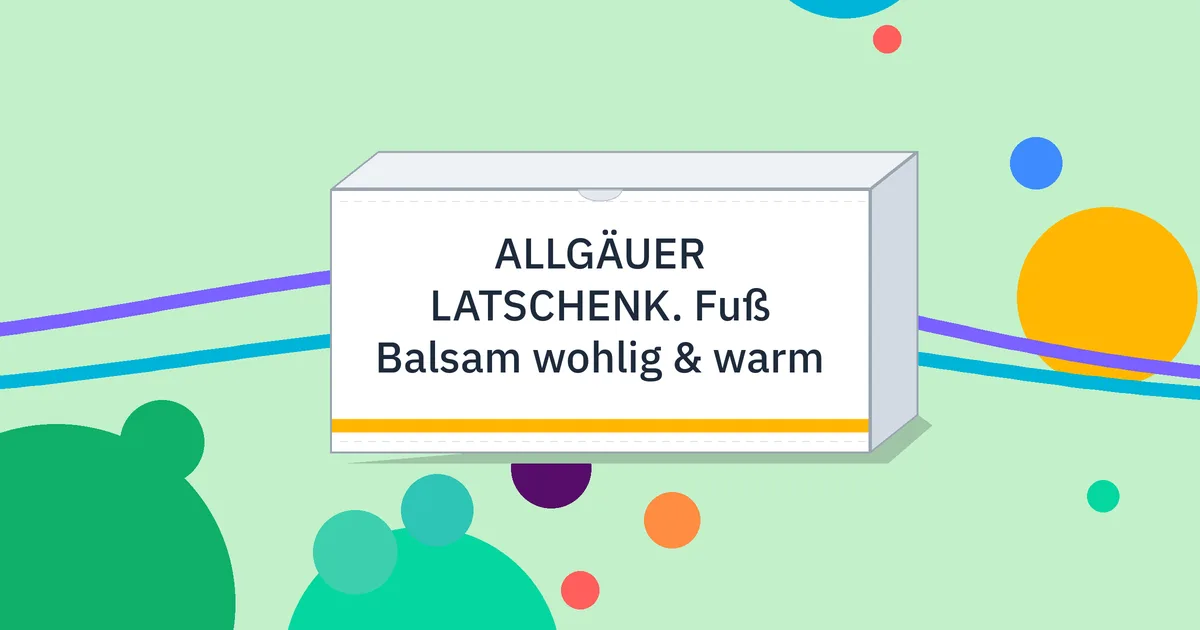 Symbolbild: Packung mit der Aufschrift ALLGÄUER LATSCHENK. Fuß Balsam wohlig & warm (PZN 19910029) – Verfügbarkeit und Bezug in Apotheken in Frankfurt am Main