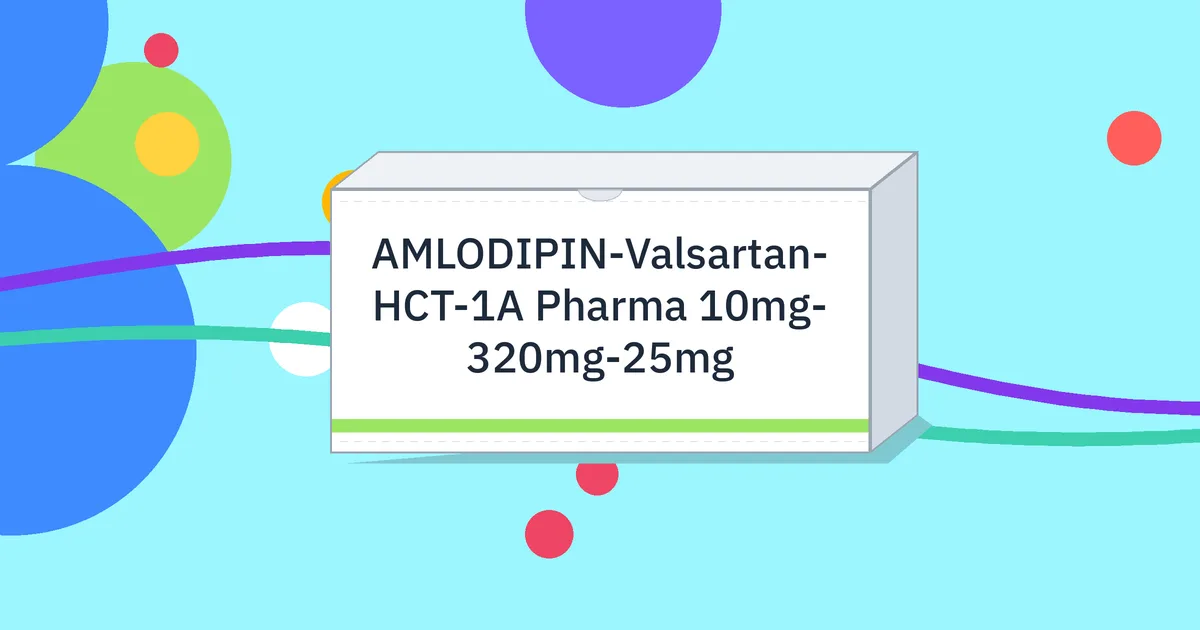Symbolbild: Packung mit der Aufschrift AMLODIPIN-Valsartan-HCT-1A Pharma 10mg-320mg-25mg (PZN 16003271) – Verfügbarkeit und Bezug in Apotheken in Frankfurt am Main