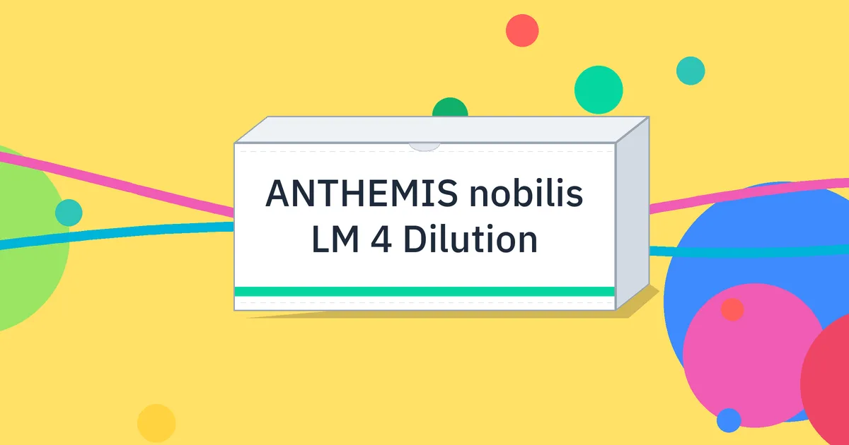 Symbolbild: Packung mit der Aufschrift ANTHEMIS nobilis LM 4 Dilution (PZN 12763246) – Verfügbarkeit und Bezug in Apotheken in Frankfurt am Main