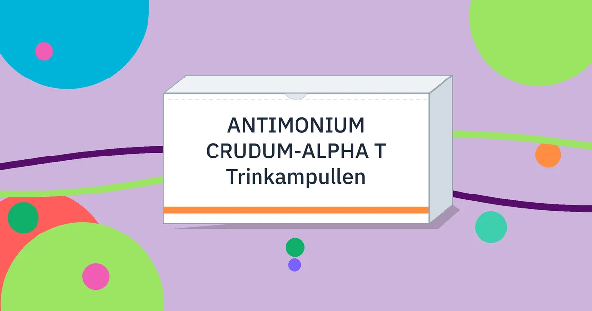 Symbolbild: Packung mit der Aufschrift ANTIMONIUM CRUDUM-ALPHA T Trinkampullen (PZN 10227822) – Verfügbarkeit und Bezug in Apotheken in Frankfurt am Main