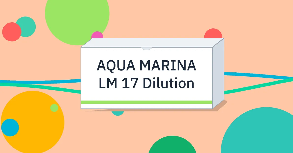 Symbolbild: Packung mit der Aufschrift AQUA MARINA LM 17 Dilution (PZN 12765564) – Verfügbarkeit und Bezug in Apotheken in Frankfurt am Main