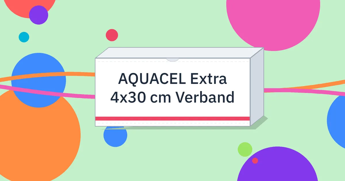 Symbolbild: Packung mit der Aufschrift AQUACEL Extra 4x30 cm Verband (PZN 19634078) – Verfügbarkeit und Bezug in Apotheken in Frankfurt am Main