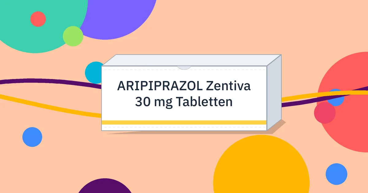 Symbolbild: Packung mit der Aufschrift ARIPIPRAZOL Zentiva 30 mg Tabletten (PZN 16743513) – Verfügbarkeit und Bezug in Apotheken in Frankfurt am Main