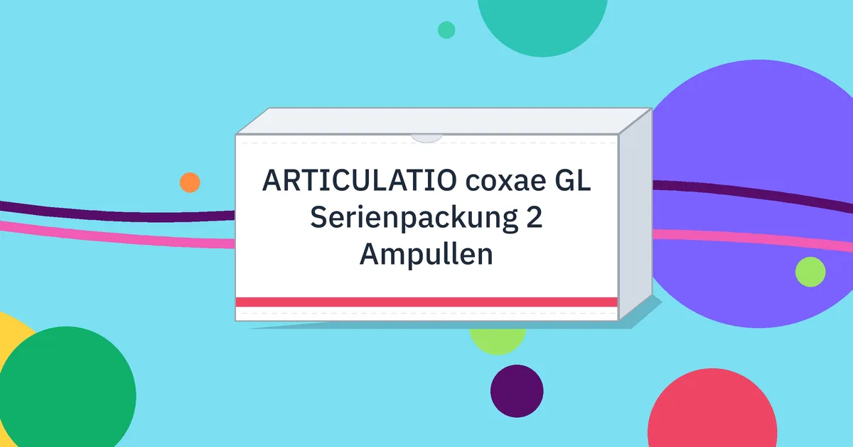 Symbolbild: Packung mit der Aufschrift ARTICULATIO coxae GL Serienpackung 2 Ampullen (PZN 00845625) – Verfügbarkeit und Bezug in Apotheken in Frankfurt am Main