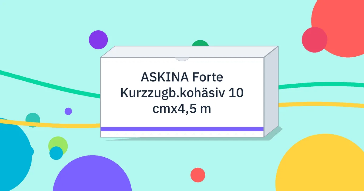 Symbolbild: Packung mit der Aufschrift ASKINA Forte Kurzzugb.kohäsiv 10 cmx4,5 m (PZN 07286413) – Verfügbarkeit und Bezug in Apotheken in Frankfurt am Main