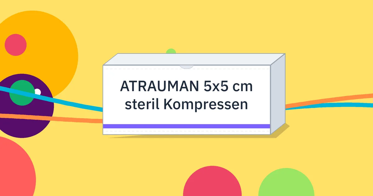 Symbolbild: Packung mit der Aufschrift ATRAUMAN 5x5 cm steril Kompressen (PZN 05397870) – Verfügbarkeit und Bezug in Apotheken in Frankfurt am Main