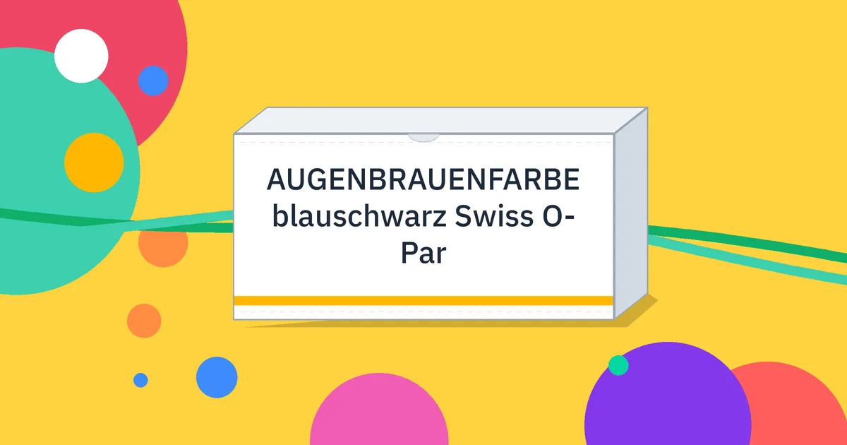 Symbolbild: Packung mit der Aufschrift AUGENBRAUENFARBE blauschwarz Swiss O-Par (PZN 16500294) – Verfügbarkeit und Bezug in Apotheken in Frankfurt am Main