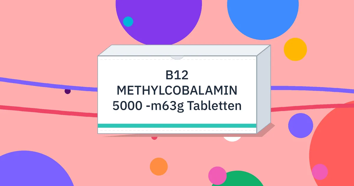Symbolbild: Packung mit der Aufschrift B12 METHYLCOBALAMIN 5000 -m63g Tabletten (PZN 16387107) – Verfügbarkeit und Bezug in Apotheken in Frankfurt am Main