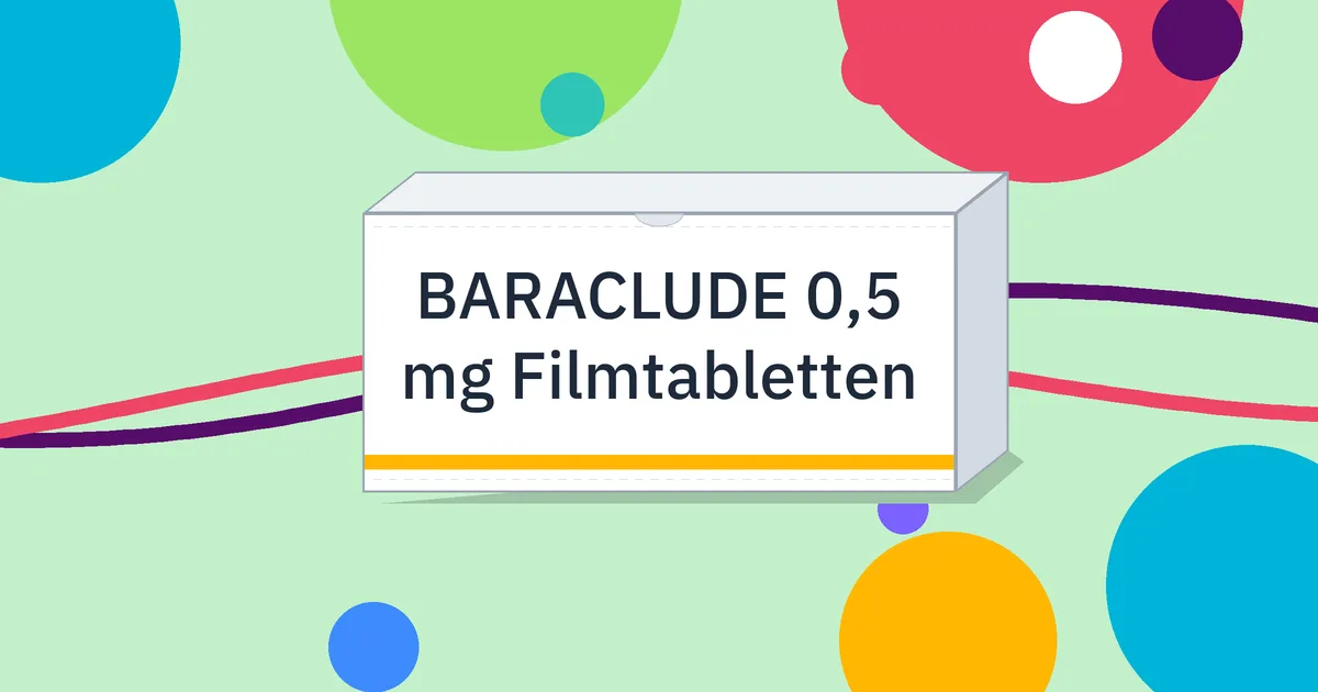 Symbolbild: Packung mit der Aufschrift BARACLUDE 0,5 mg Filmtabletten (PZN 05480826) – Verfügbarkeit und Bezug in Apotheken in Frankfurt am Main